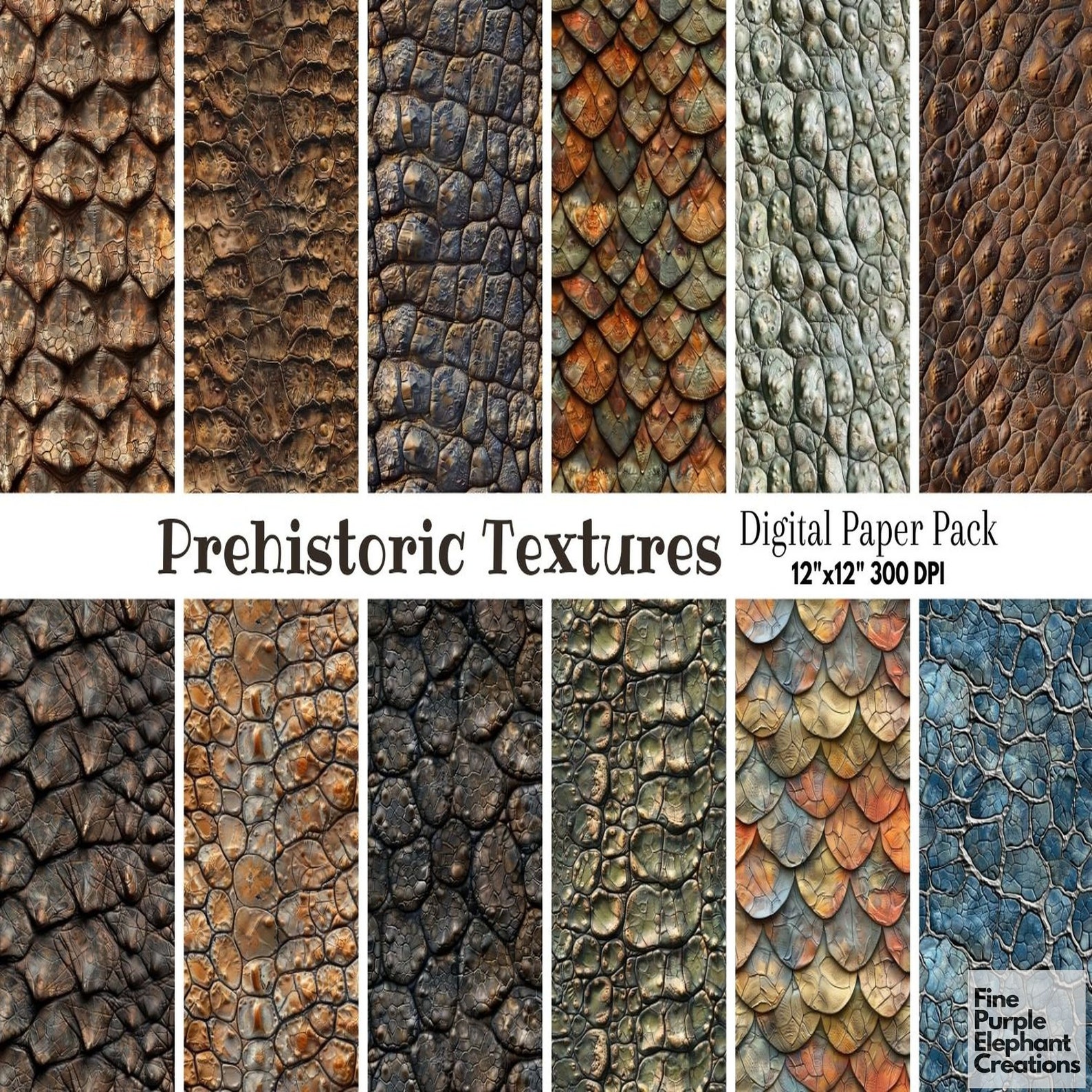 Dinosaur Skin Scale Texture Digital Paper - Prehistoric Jurassic ...
