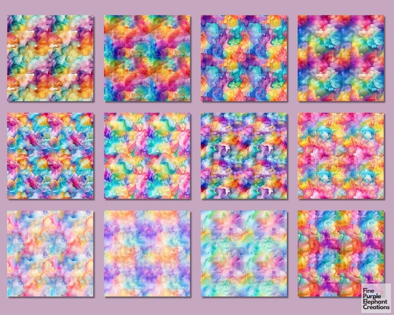 Rainbow Watercolor Digital Paper Paint Stroke Texture - Etsy