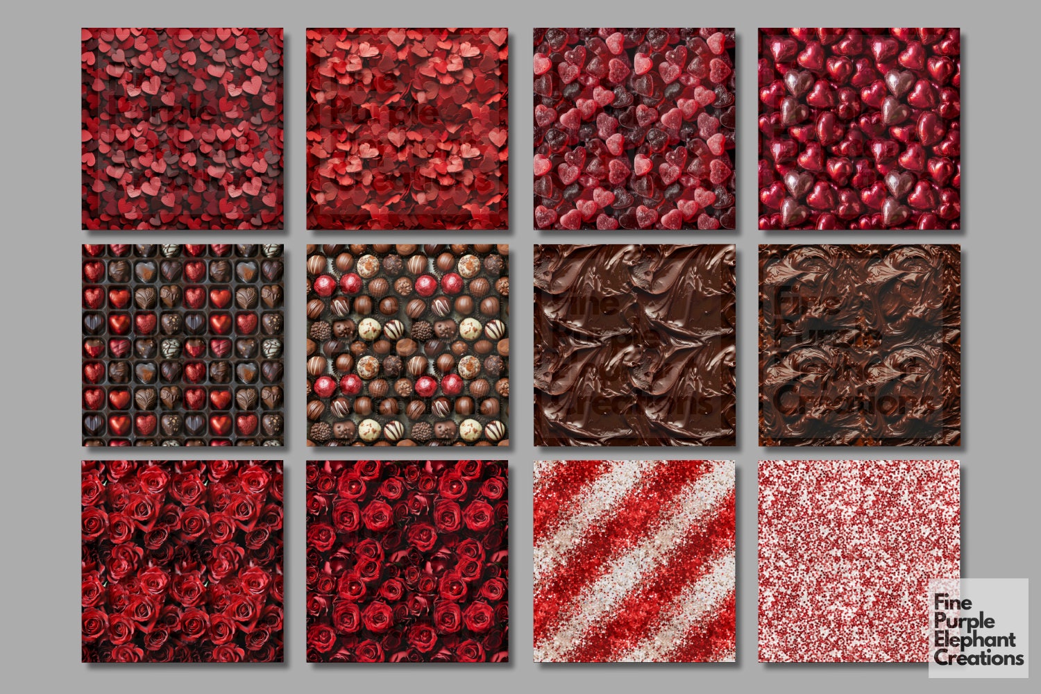 Red Valentine Textures Digital Paper | Printable Glitter Sequin Heart ...