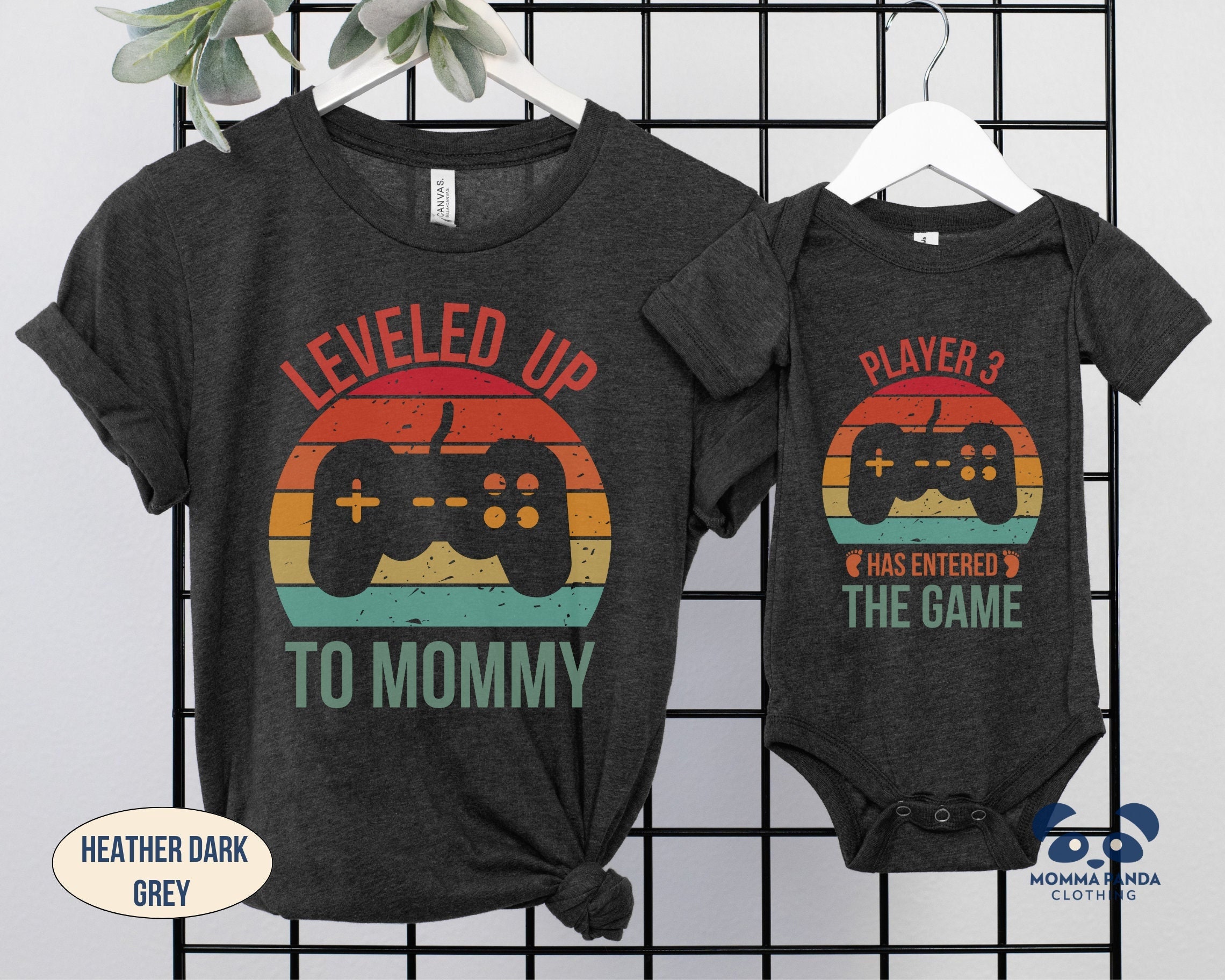 Custom Leveled up to Mommy Player 3 Has Entered the Game Shirt, Mom and ...