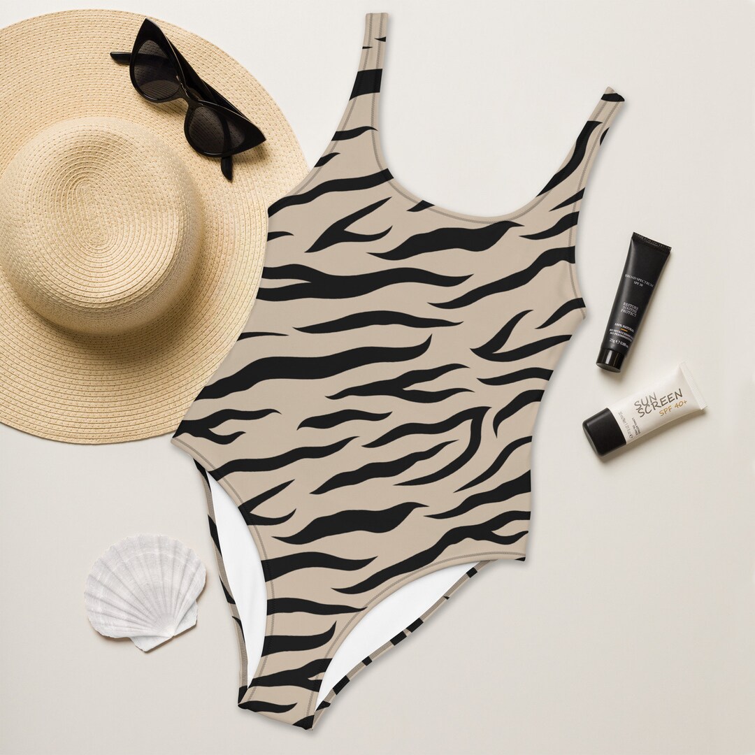 Tiger Print Recycled One Piece Swimsuit, Animal Print One Piece Bathing ...