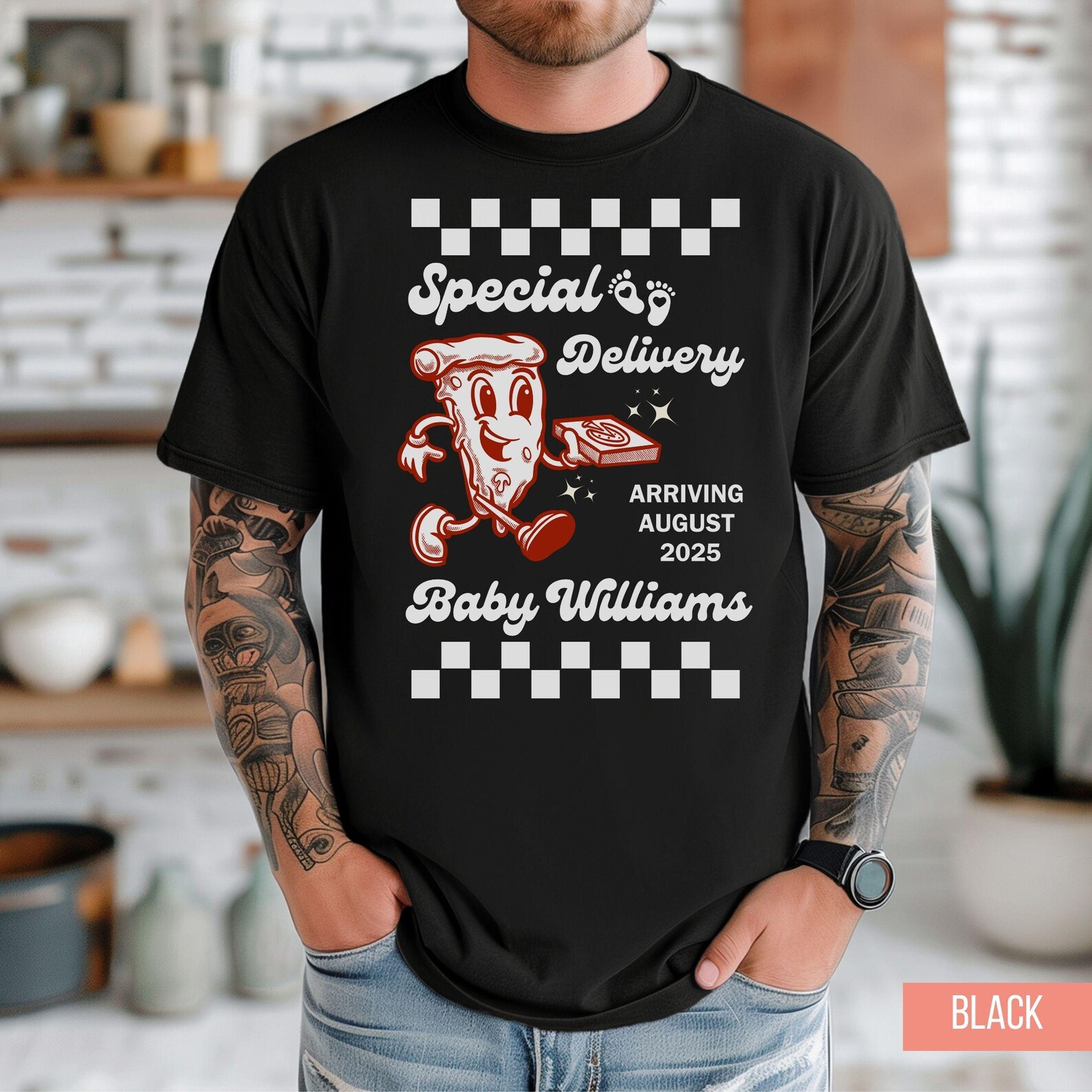 Personalised Pizza Pregnancy Announcement Shirt Custom Name Couples ...