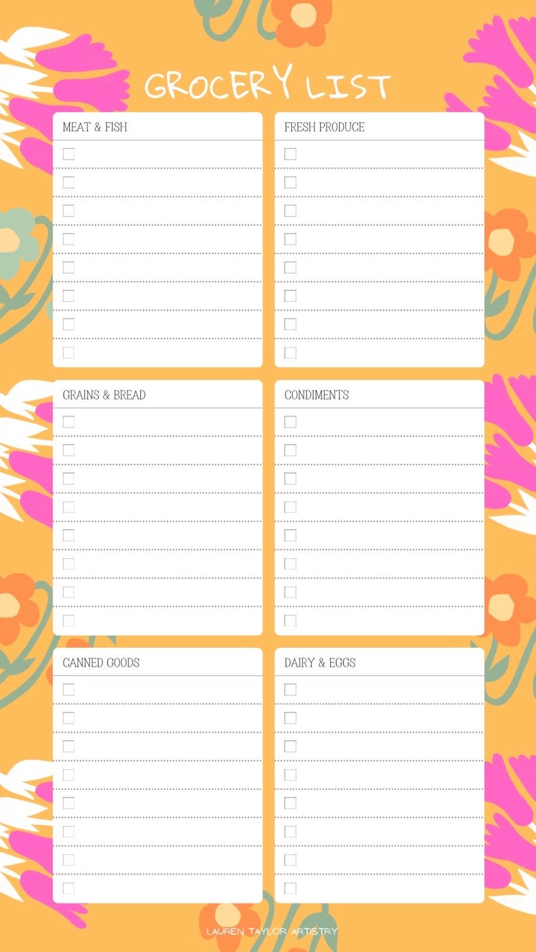 Grocery List Digital Download, Market List, Handwritten Printout List ...