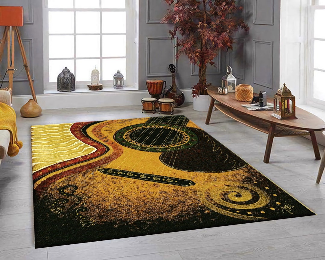 Guitar Rug Music Rug Living Room Rug Area Rug Popular Rug - Etsy