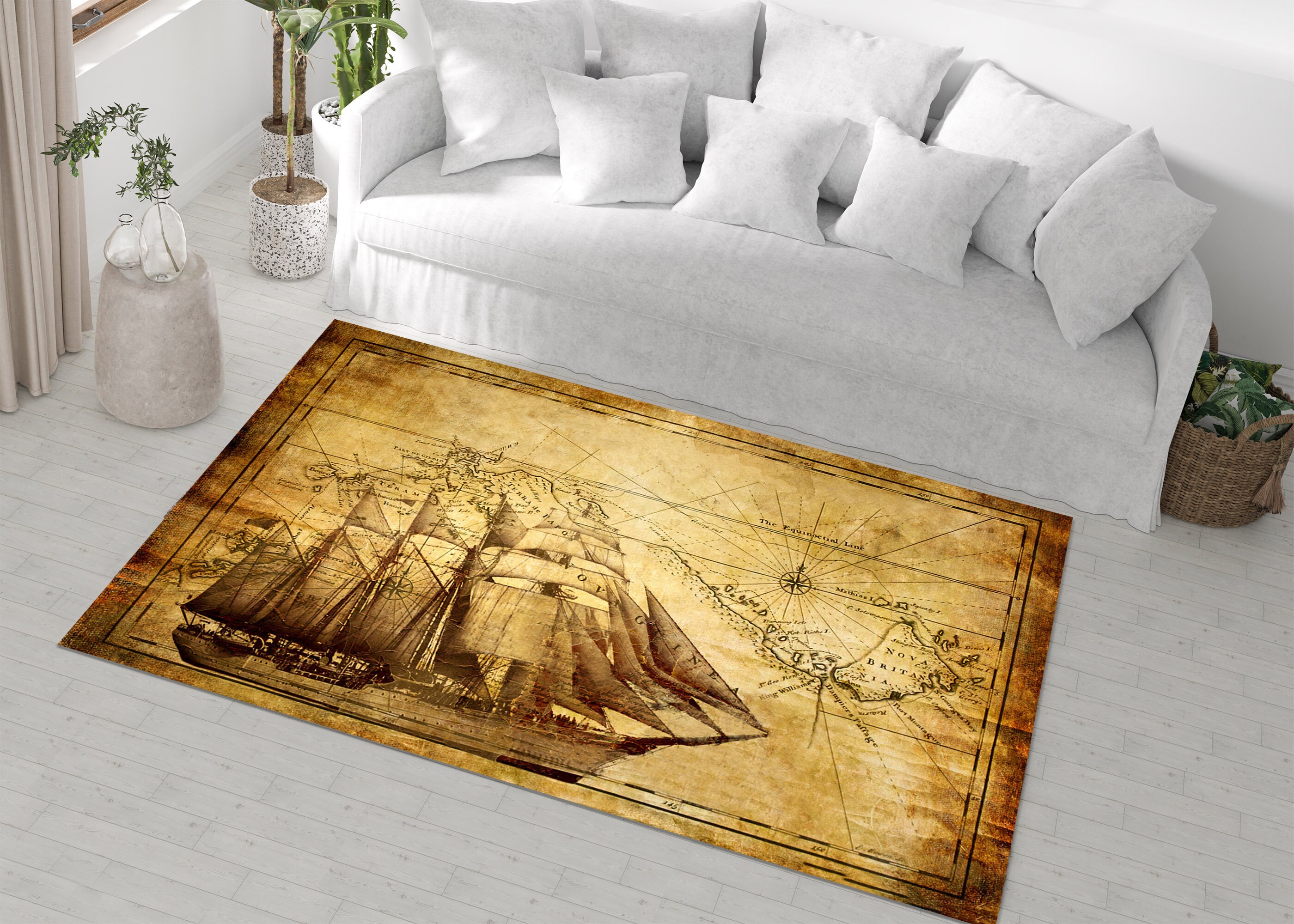 Maps Rug, Old Map Rugs, Old Map Rug,yellow Old Map Rug,old Ship Art Rug ...