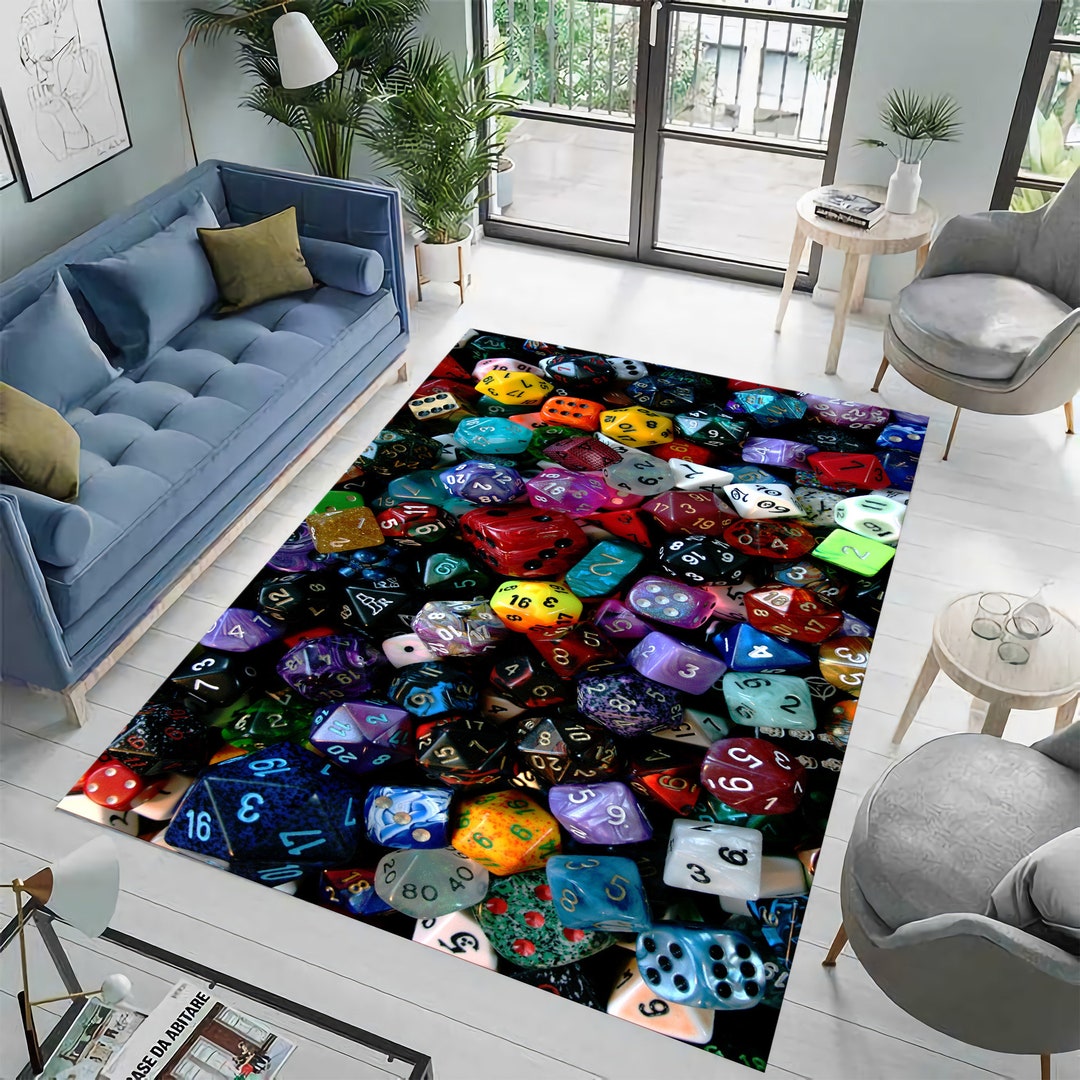 Dice Rug, Game Rug, Backgammon Rug, 3D Art Rug, Themed Rug, Living Room ...
