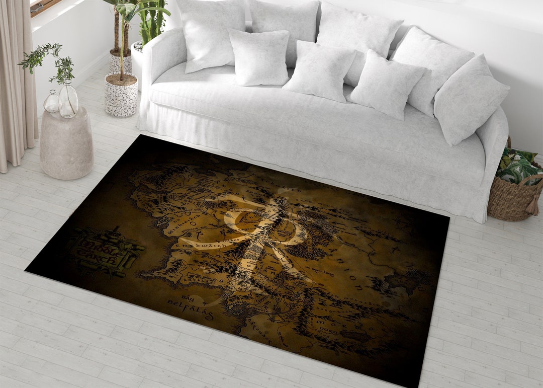 Lord of Rings Rug,earth Map, Earth Map Rugs, Map, Retro Map Rug, Map ...
