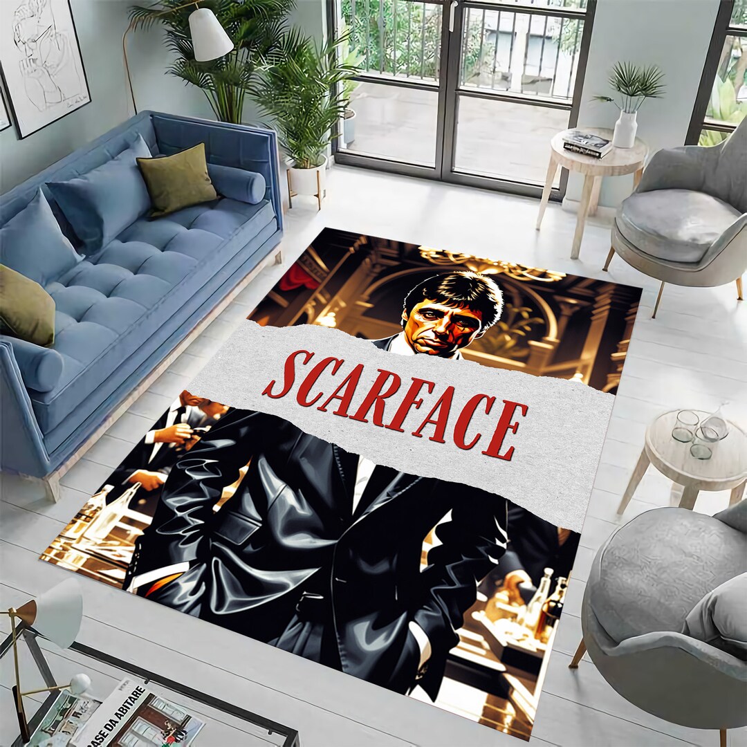 Scarface Rug,housewarming Gift Rug,scarface Area Rug,for Living Room ...