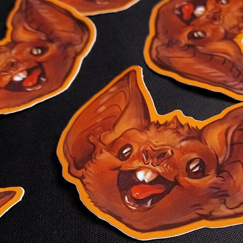 Grumpy Bat Vinyl Sticker - Etsy