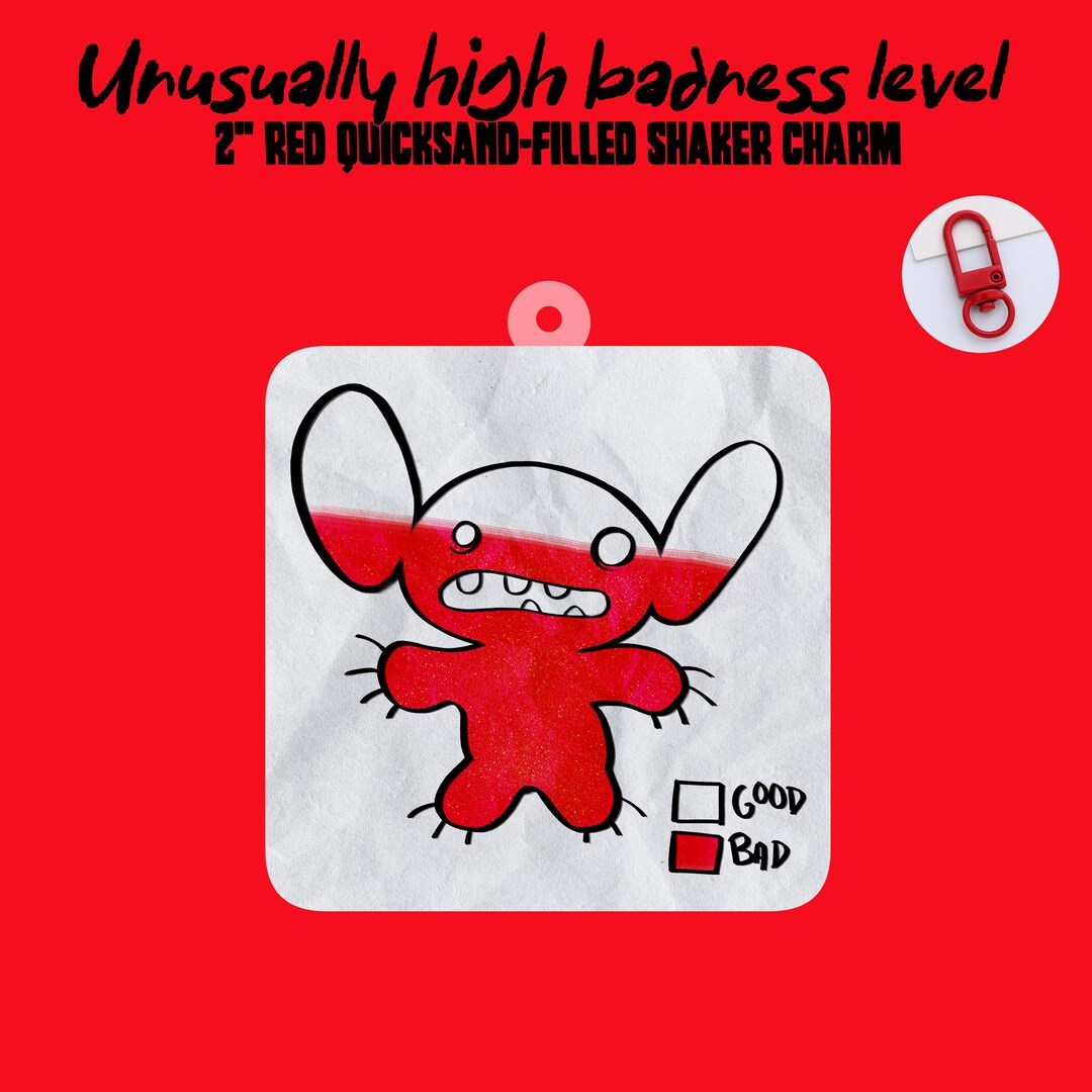 PREORDER "unusually High Badness Level" Stitch 2" Red Glitter Quicksand ...