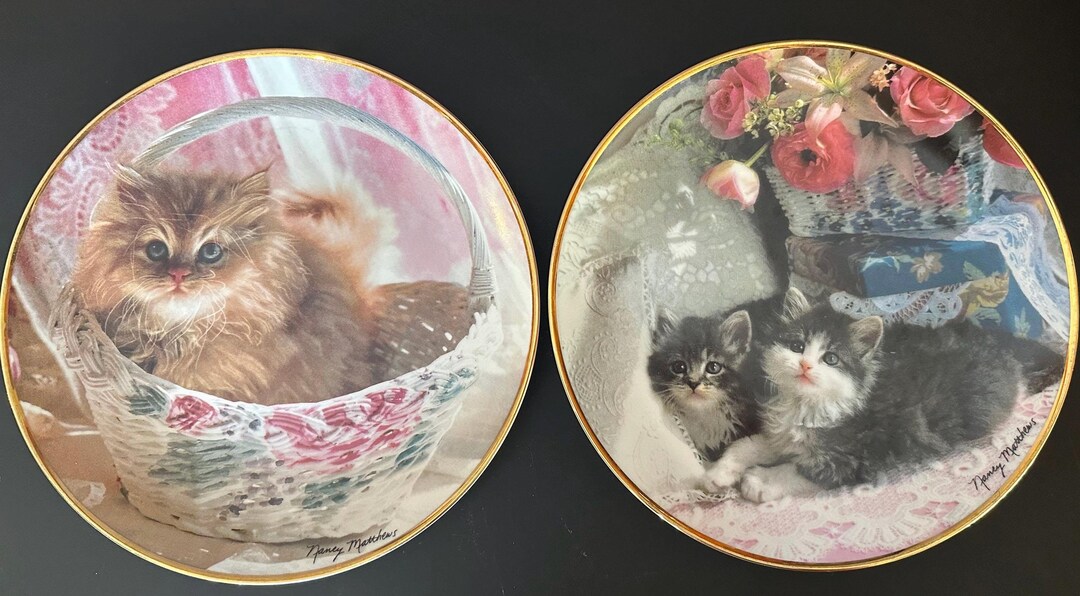Set of Two | Franklin Mint Kitten Collector Plates | Nancy Matthews Cat ...