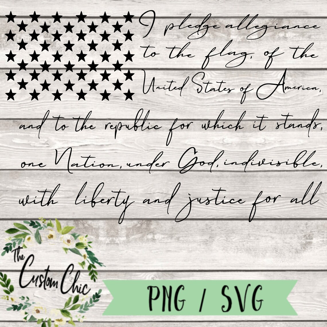 American Flag With Pledge of Allegiance Digital File - American Flag ...