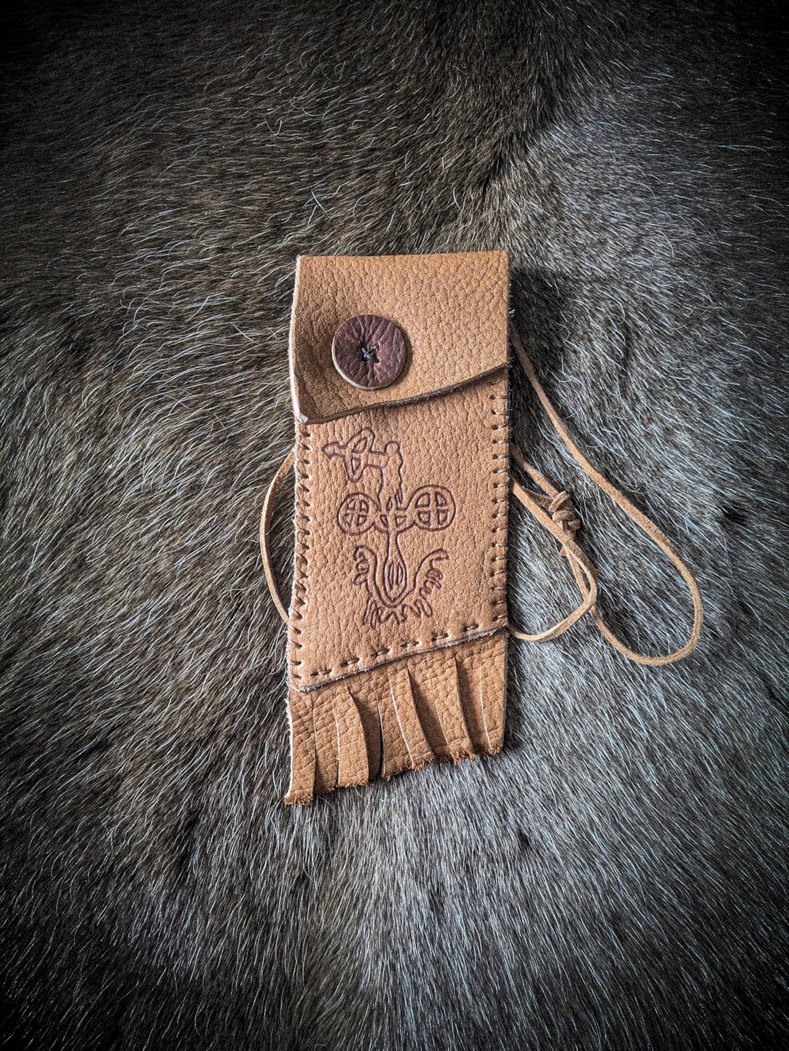 Neolithic Neck Pouch - Wearable Leather Trail Bag - Etsy