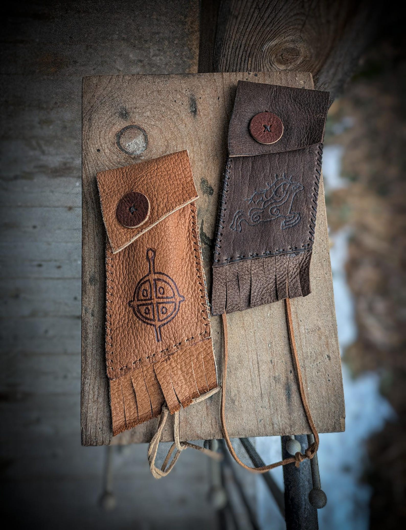 Neolithic Neck Pouch - Wearable Leather Trail Bag - Etsy