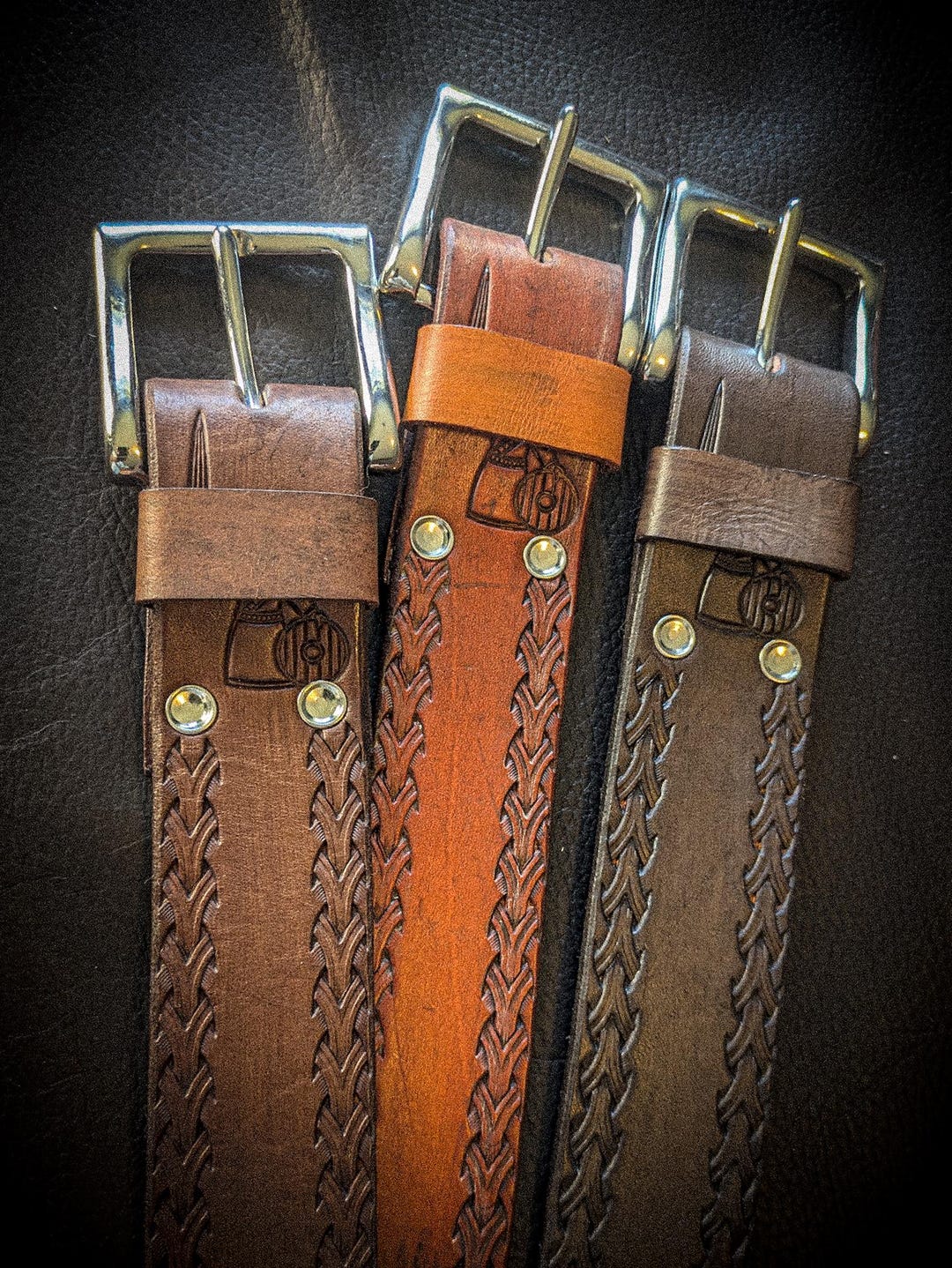 Handmade Leather Belt for Men - Noble Mouse Leatherworks Stamped - Etsy