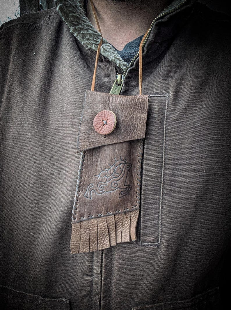 Neolithic Neck Pouch - Wearable Leather Trail Bag - Etsy