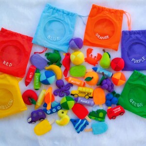 Felt 6 Colors Sorting Bag, Colors Matching Bag, Color Match Activity ...