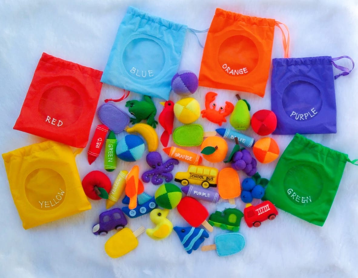 Felt 6 Colors Sorting Bag, Colors Matching Bag, Color Match Activity ...