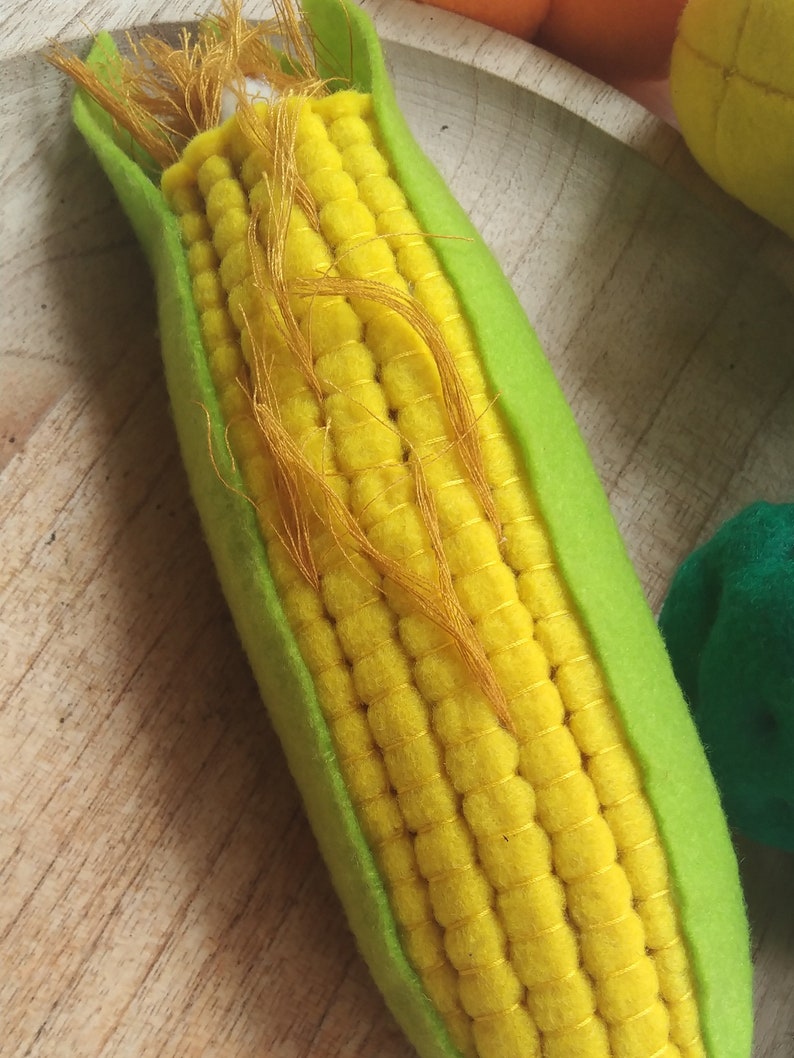 Felt Food Corn, Pretend Play Kitchen, Eco Friendly Toy, Fake Vegetables ...