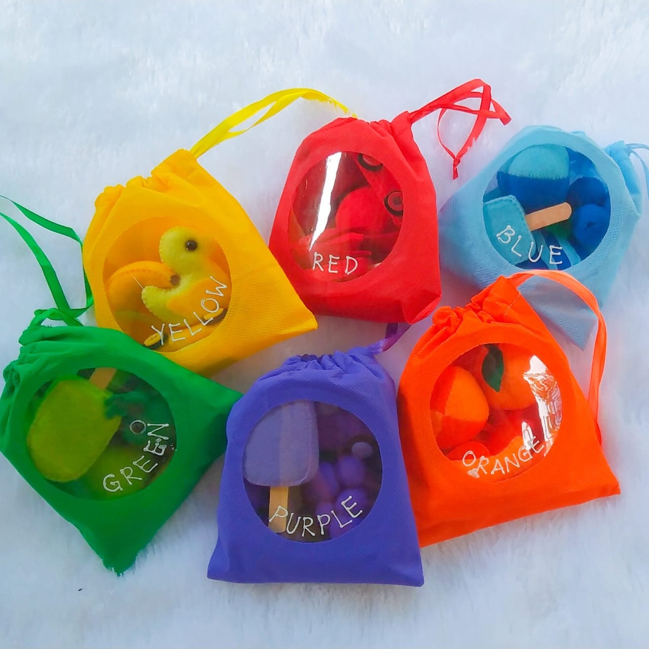 Felt 6 Colors Sorting Bag, Colors Matching Bag, Color Match Activity ...