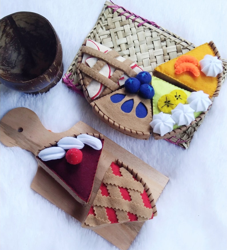 Felt Pumkin Pie, Felt Slice of Pie, Felt Gift Pie, Felt Pretend Play ...