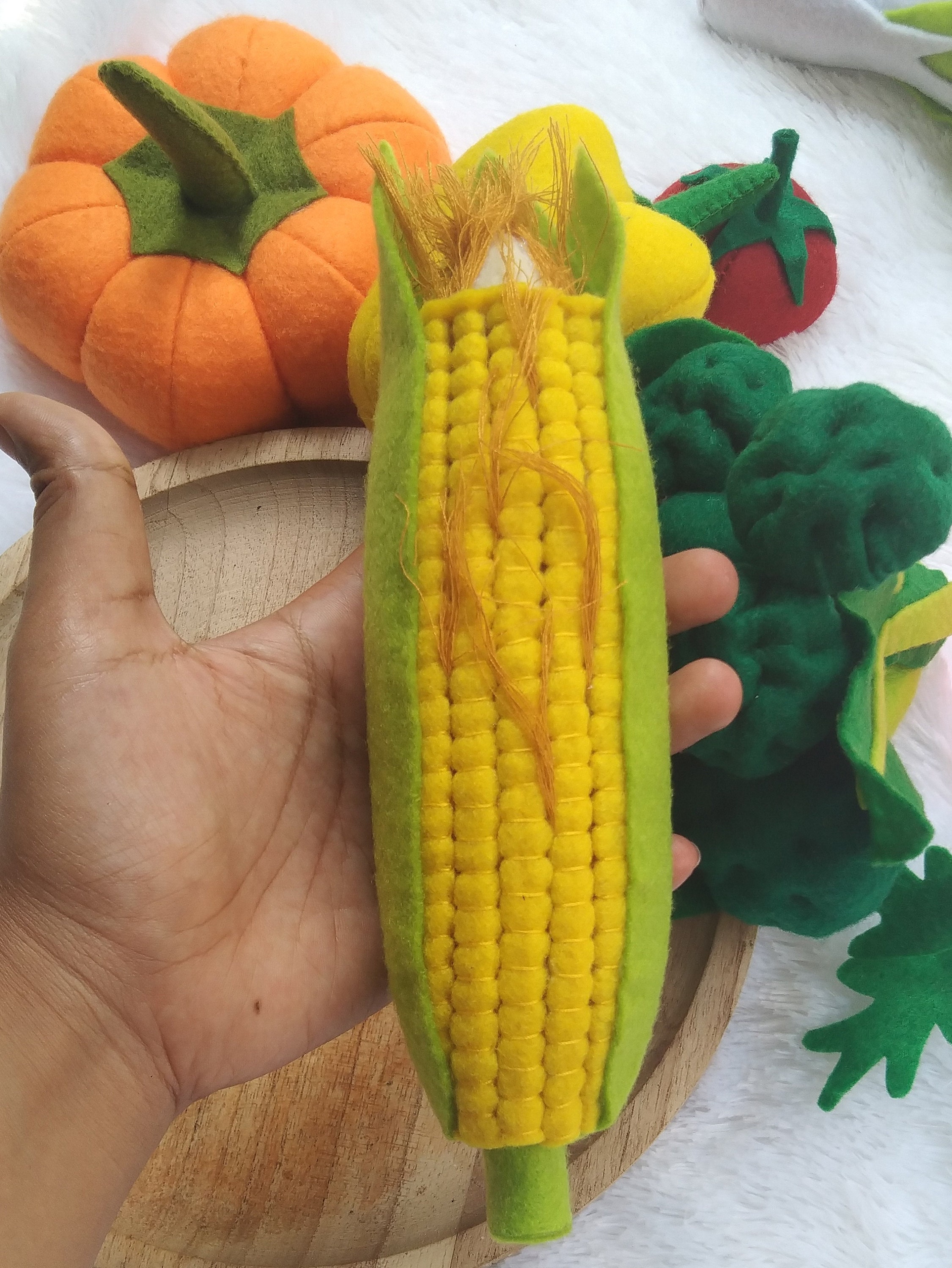 Felt Food Corn, Pretend Play Kitchen, Eco Friendly Toy, Fake Vegetables ...