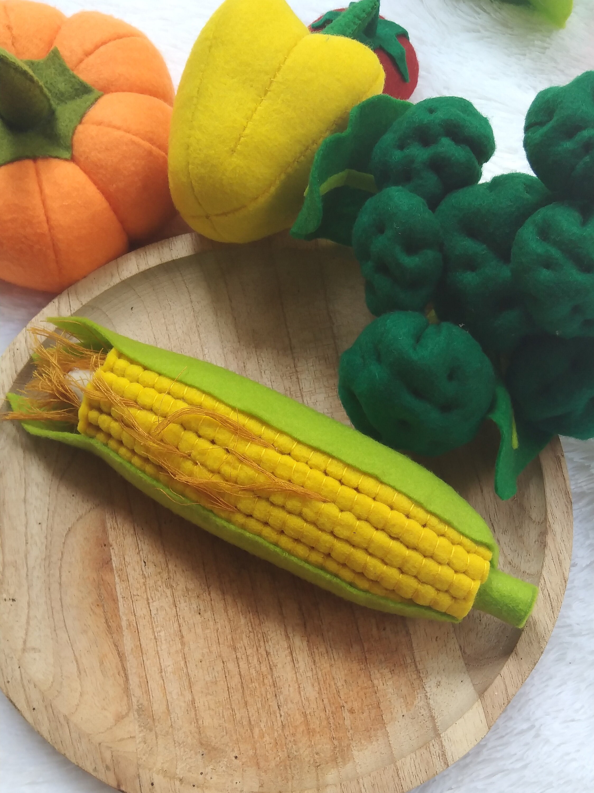 Felt Food Corn, Pretend Play Kitchen, Eco Friendly Toy, Fake Vegetables ...