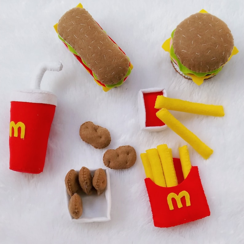 Felt Fast Food, Happy Meal Mcdonald Set Sewing, Felt Food (hamburger ...