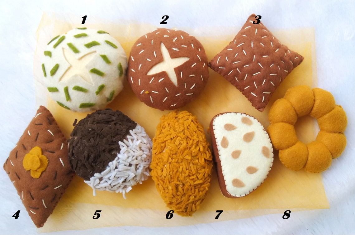 8 Felt Bread Felt Hot Cross Bun Felt Bakery Set Felt - Etsy