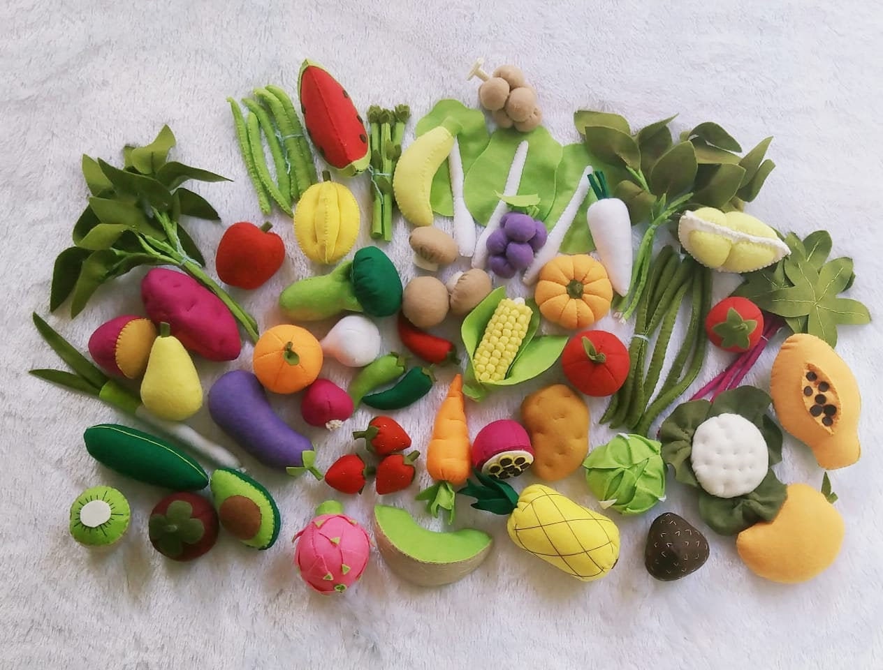 50 Pcs Vegetables Set Felt Cooking Toys Felt Doll Fake Food - Etsy