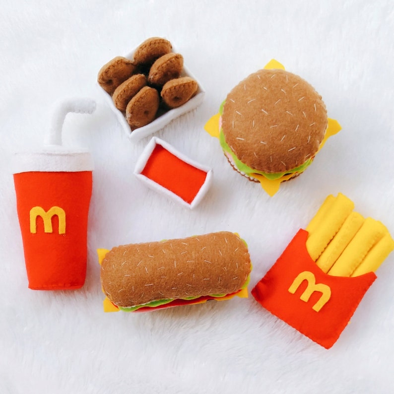 Felt Fast Food, Happy Meal Mcdonald Set Sewing, Felt Food (hamburger ...