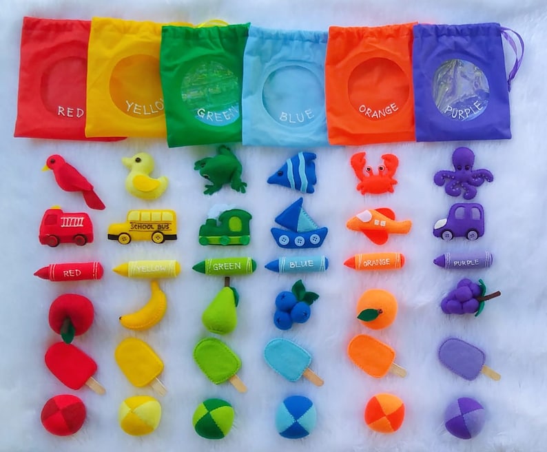 Felt 6 Colors Sorting Bag, Colors Matching Bag, Color Match Activity ...