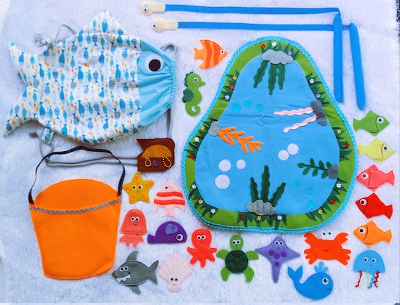 Magnetic Felt Fishing Game Felt Ocean Animals Motor Skills | Etsy