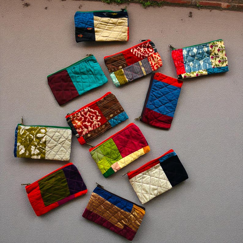 Handmade Recycled Gift Pouches, Assorted Zip Bags, Travel Makeup ...