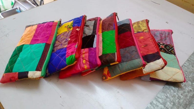 Handmade Recycled Gift Pouches, Assorted Zip Bags, Travel Makeup ...