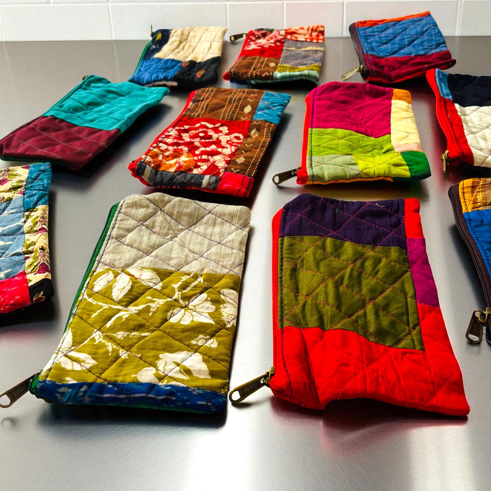 Handmade Recycled Gift Pouches, Assorted Zip Bags, Travel Makeup ...
