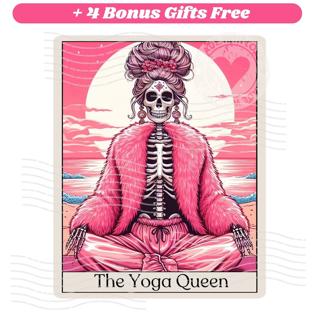 Yoga Queen Tarot Card PNG - Funny Sweary Skeleton Design, Yoga Humor ...