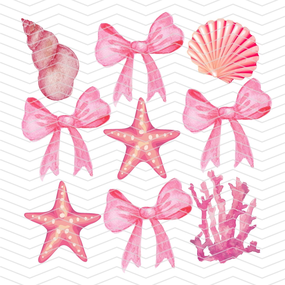 Ocean Animals Pink Bow PNG, Girly Coquette Aesthetic Retro Summer ...