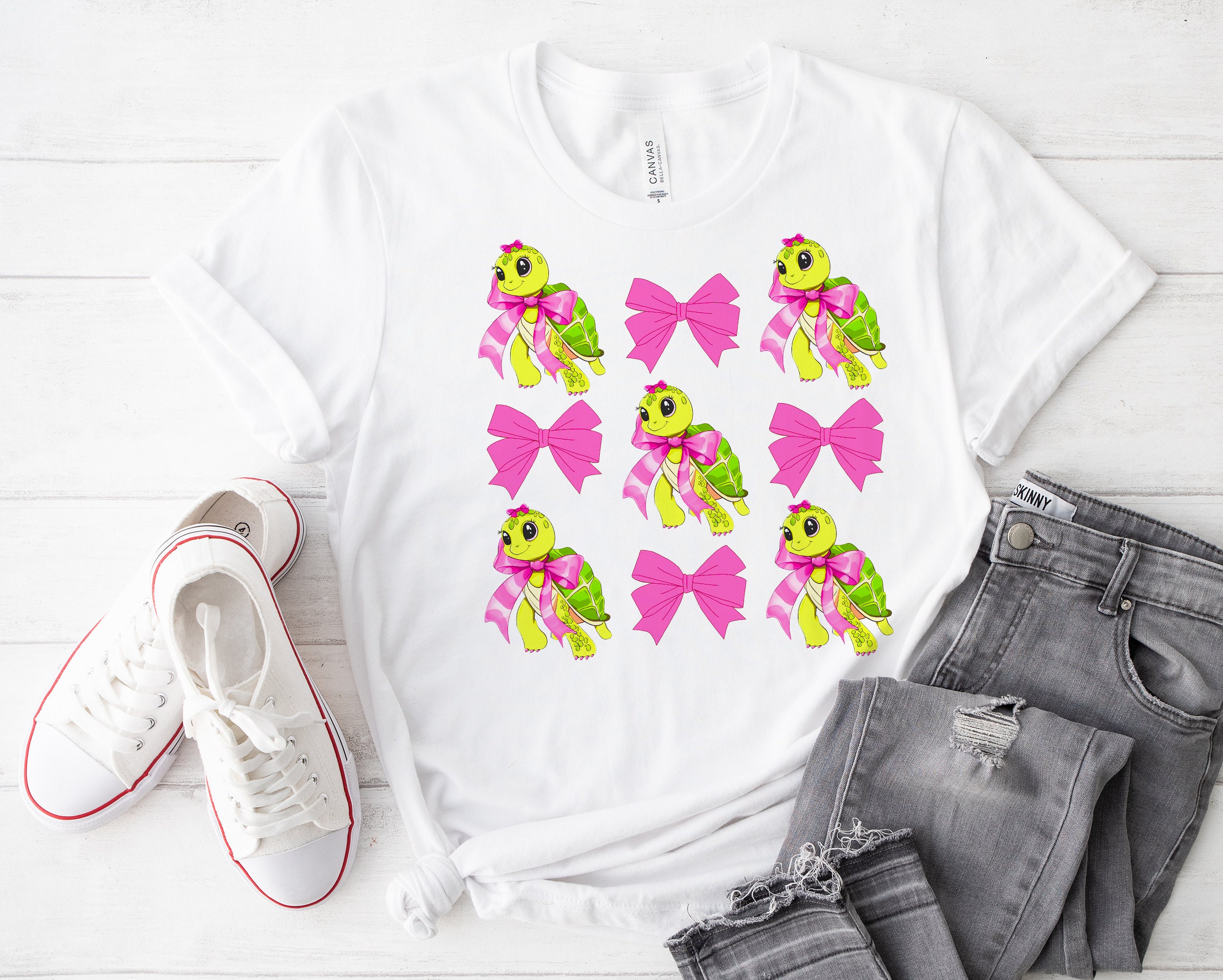 Baby Turtle PNG, Sea Turtles With Pink Bow in Girly Coquette Aesthetic ...