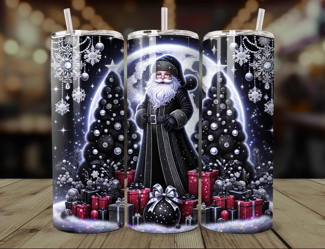 Gothic Santa Claus Tumbler Wrap, Gothic Holiday Theme Black Art ...