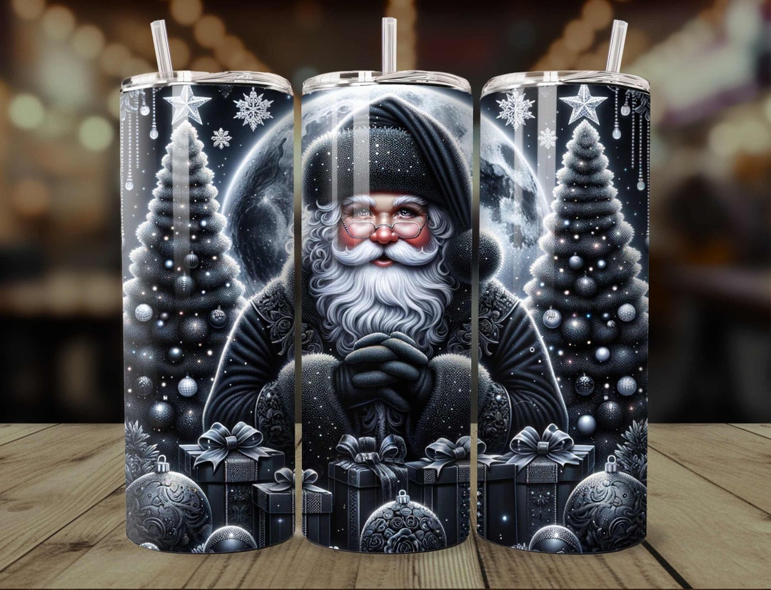 Gothic Santa Claus Tumbler Wrap, Gothic Holiday Theme Black Art ...