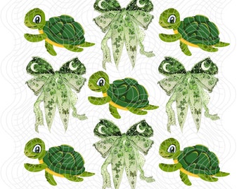 Baby Turtle PNG, Sea Turtles With Pink Bow in Girly Coquette Aesthetic ...