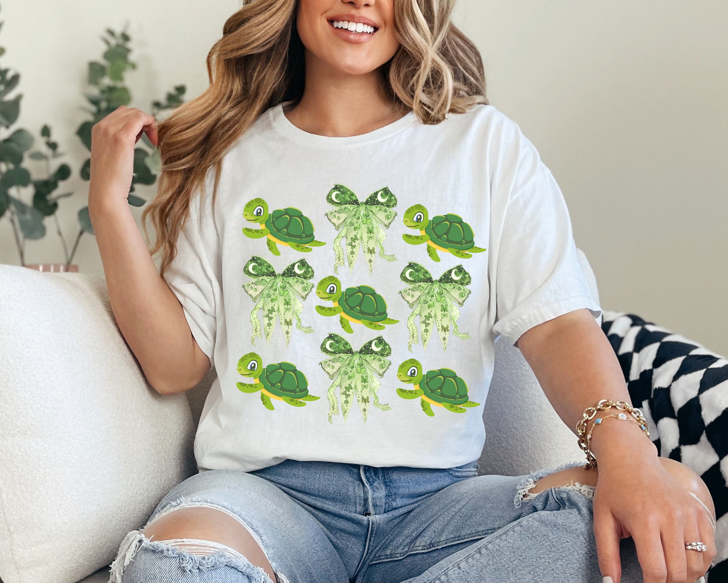 Sea Turtle PNG, Baby Turtles With Hair Bow in Girly Coquette Aesthetic ...