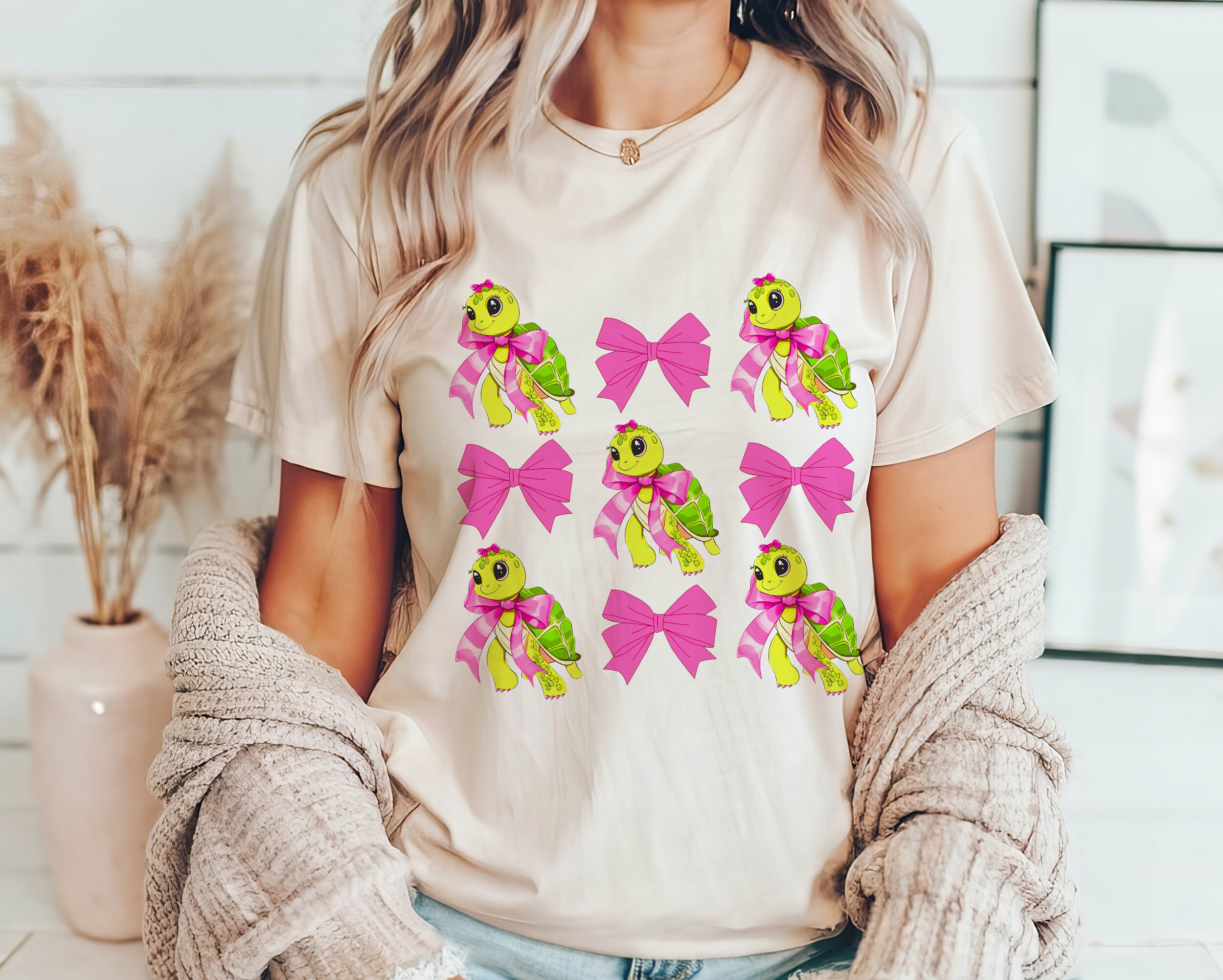 Baby Turtle PNG, Sea Turtles With Pink Bow in Girly Coquette Aesthetic ...