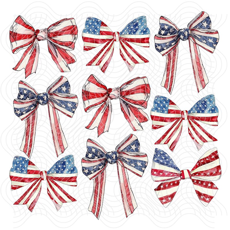 Patriotic Coquette Bow PNG: American Bow for 4th of July Independence ...