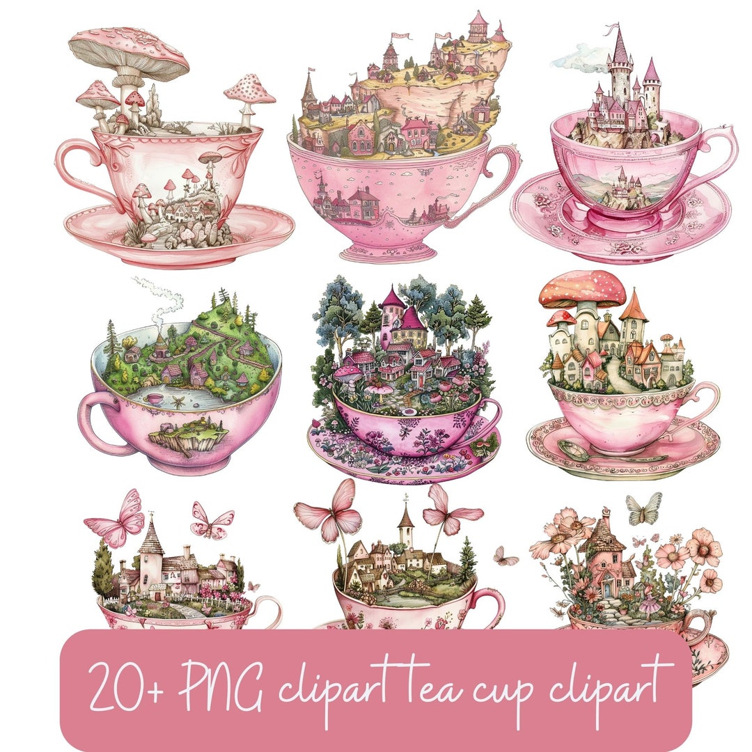 20+ PNG Enchanted Fairy Teacup Clipart, Tea Time Decor, Tea Party ...