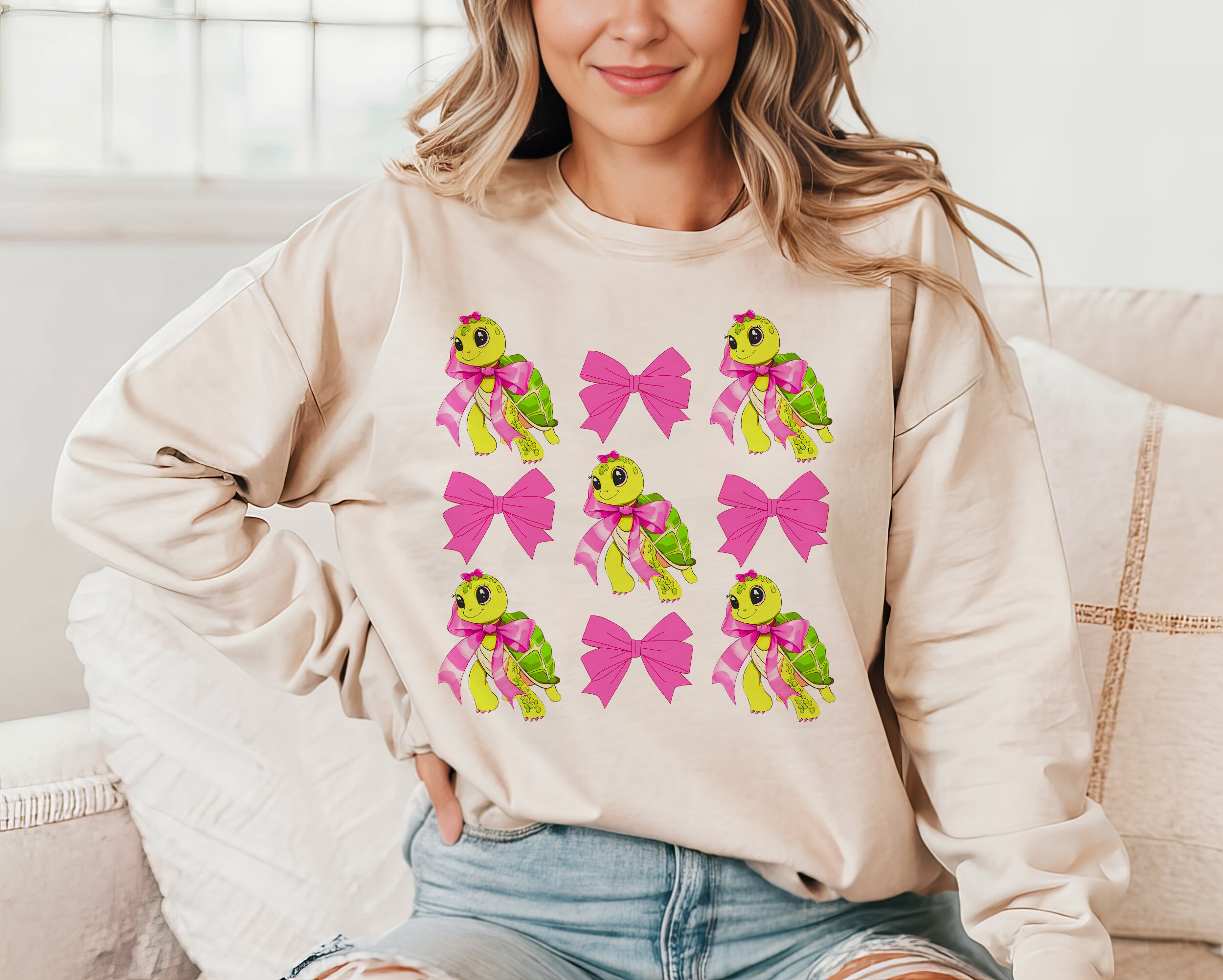 Baby Turtle PNG, Sea Turtles With Pink Bow in Girly Coquette Aesthetic ...