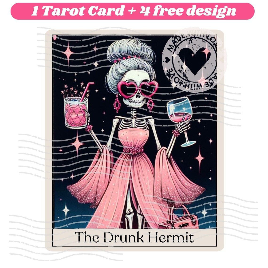 The Drunk Hermit Tarot Card PNG: Sarcastic Skeleton Hermit Sublimation ...