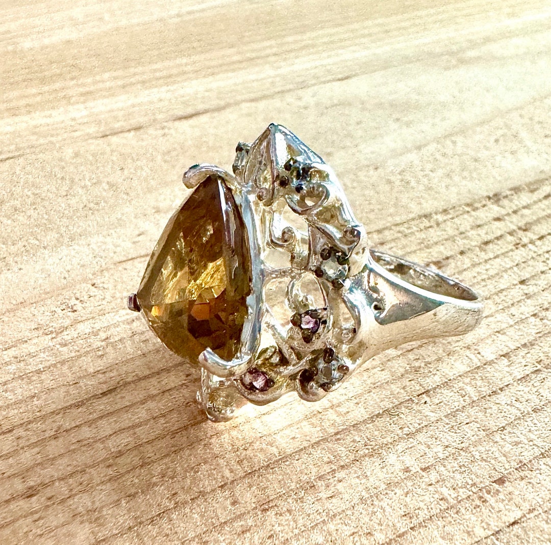 One-of-a-kind Cognac Quartz Ring - Etsy