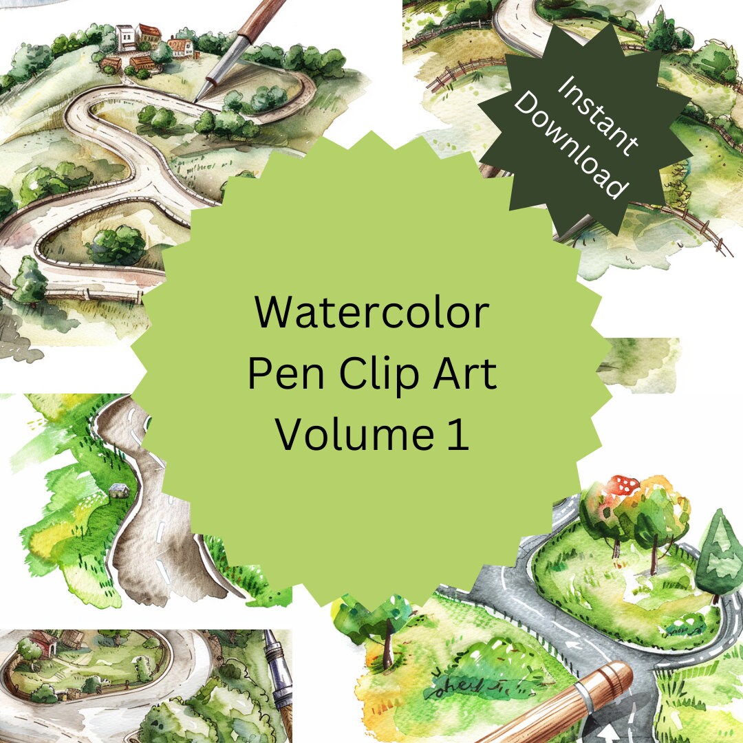 Watercolor Drawing Pen Clip Art - Etsy